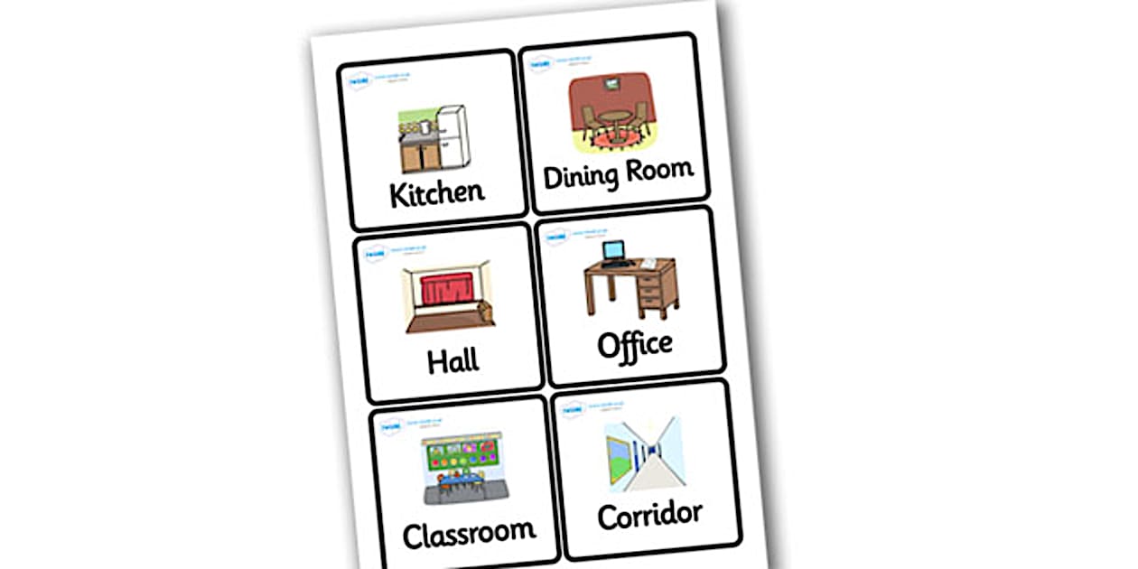 Indoor Places and Rooms Word Cards (teacher made) - Twinkl