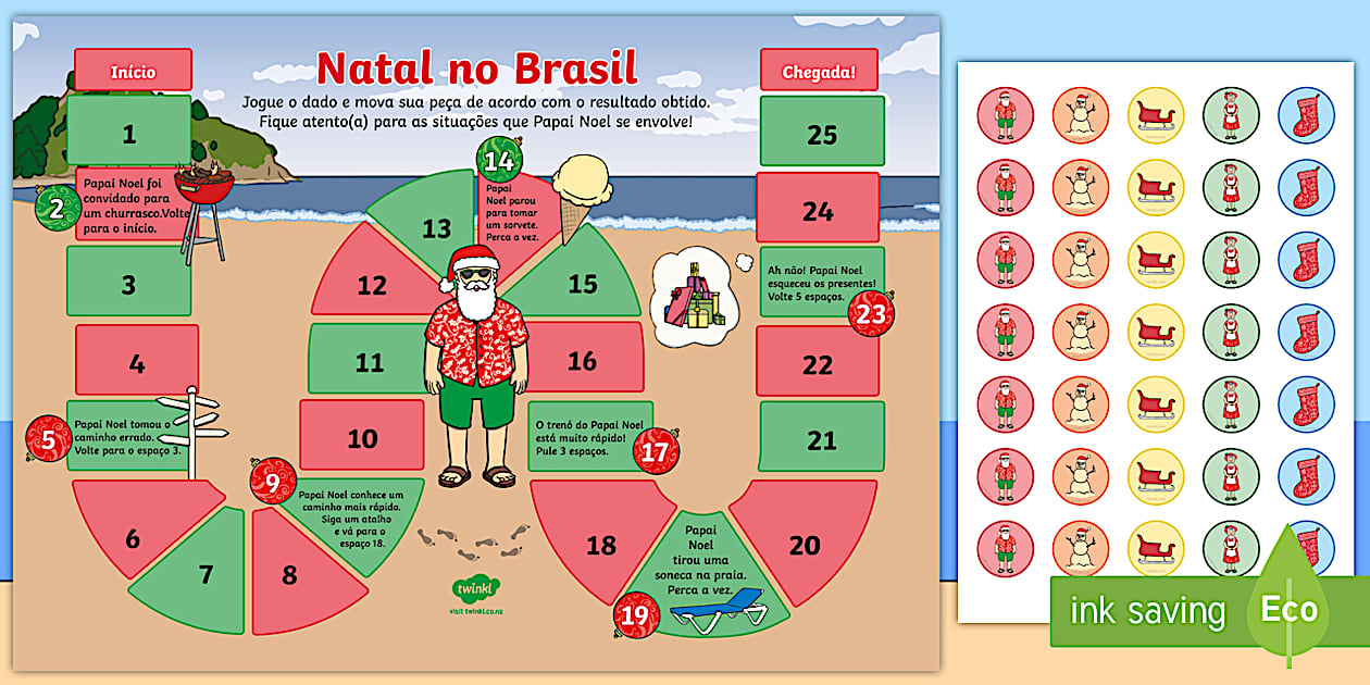 Natal no Brasil Jogo de tabuleiro (teacher made) - Twinkl