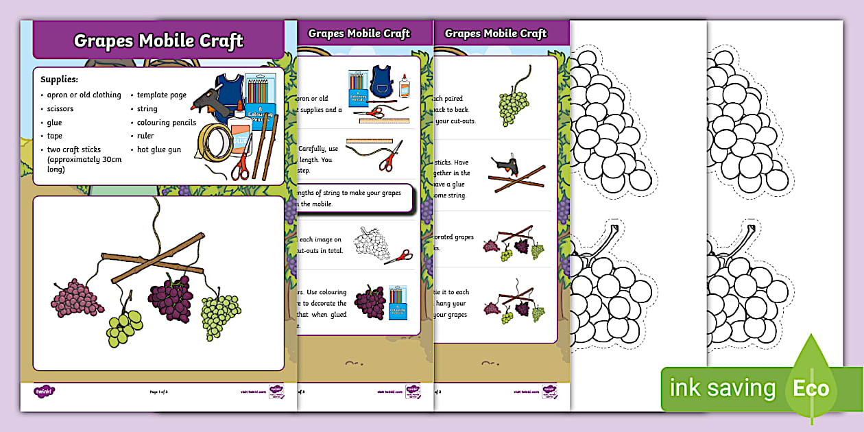 Grapes Mobile Craft (teacher made) - Twinkl