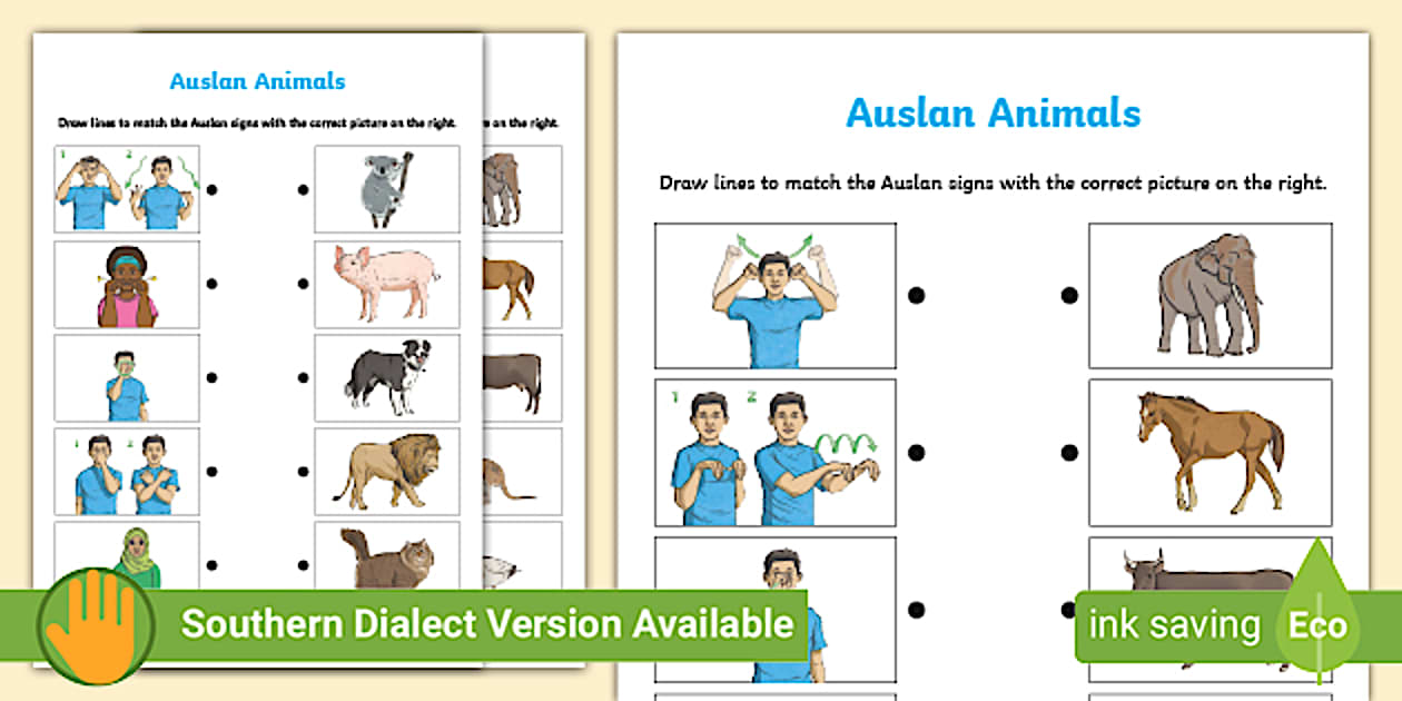 Auslan Animals Matching Activity (teacher made) - Twinkl