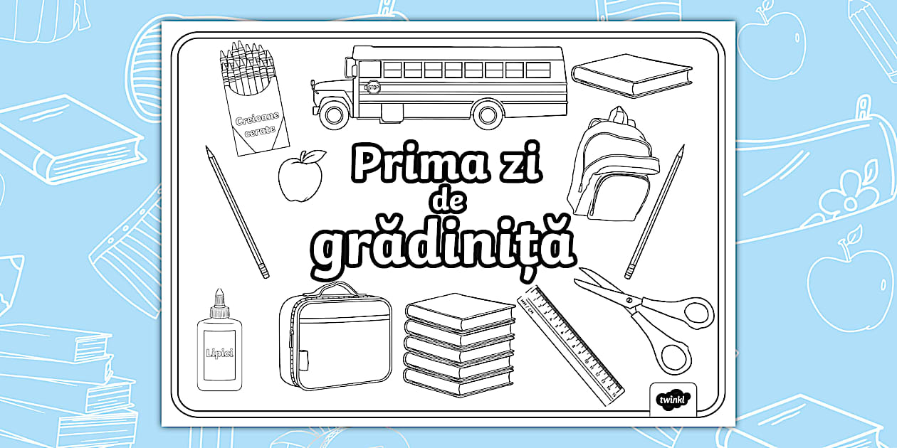 Prima zi de grădiniță – Desen de colorat - Twinkl