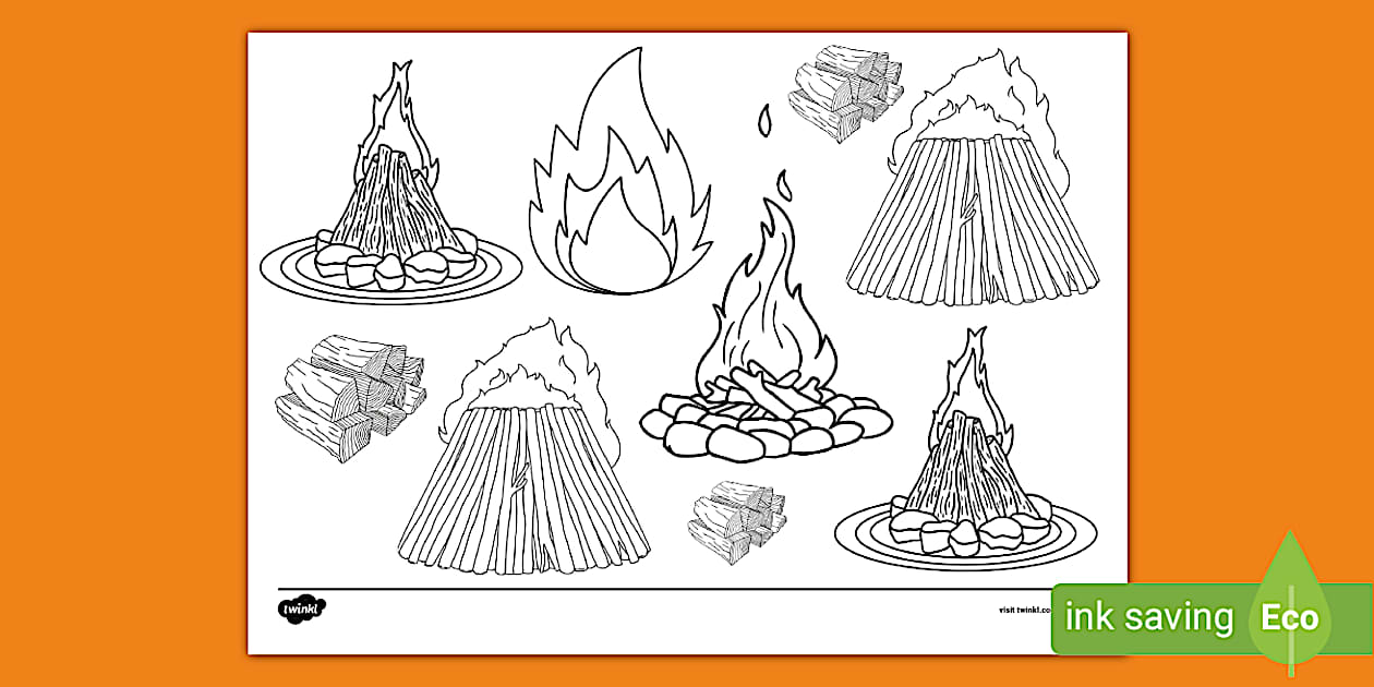 Bonfire Doodle Colouring Page (teacher made) - Twinkl