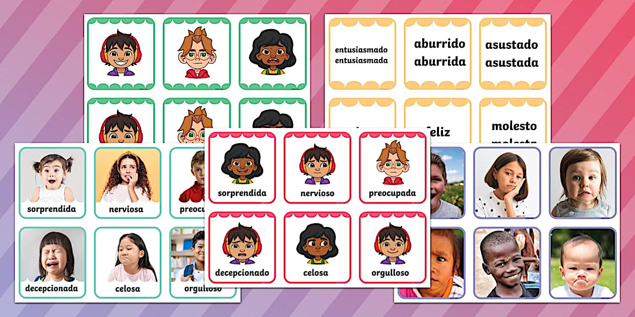 Tarjetas de emparejar: Sentimientos y Emociones - Twinkl