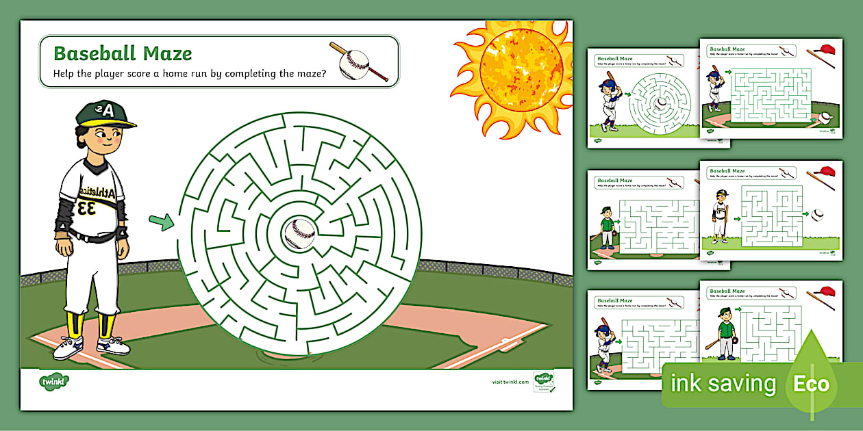 Free Baseball Maze Activity Worksheets for Kids: Download!