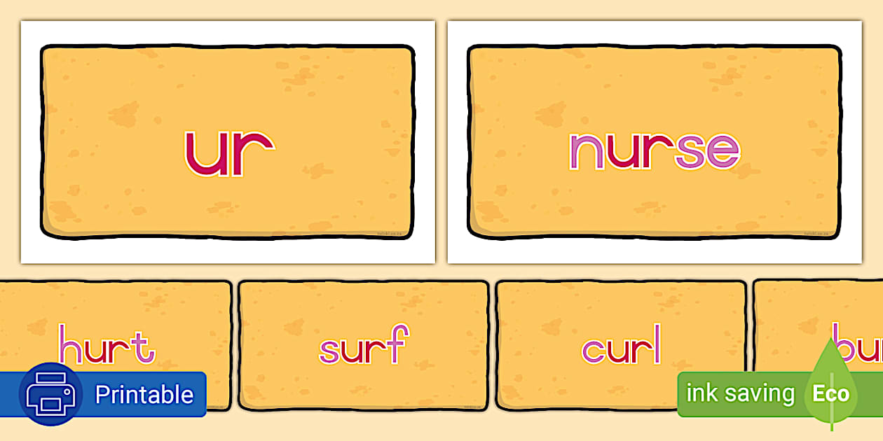 Grade 2 Phonics: ur Word Wall Cards