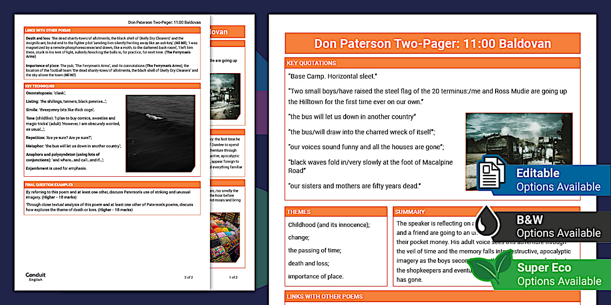 Don Paterson Two-Pager: 11:00 Baldovan (teacher made)