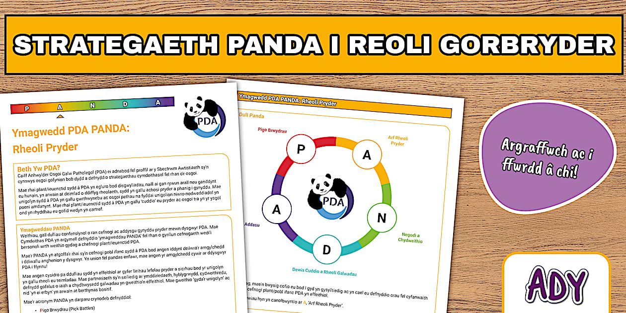 Strategaeth PANDA i Reoli Gorbryder