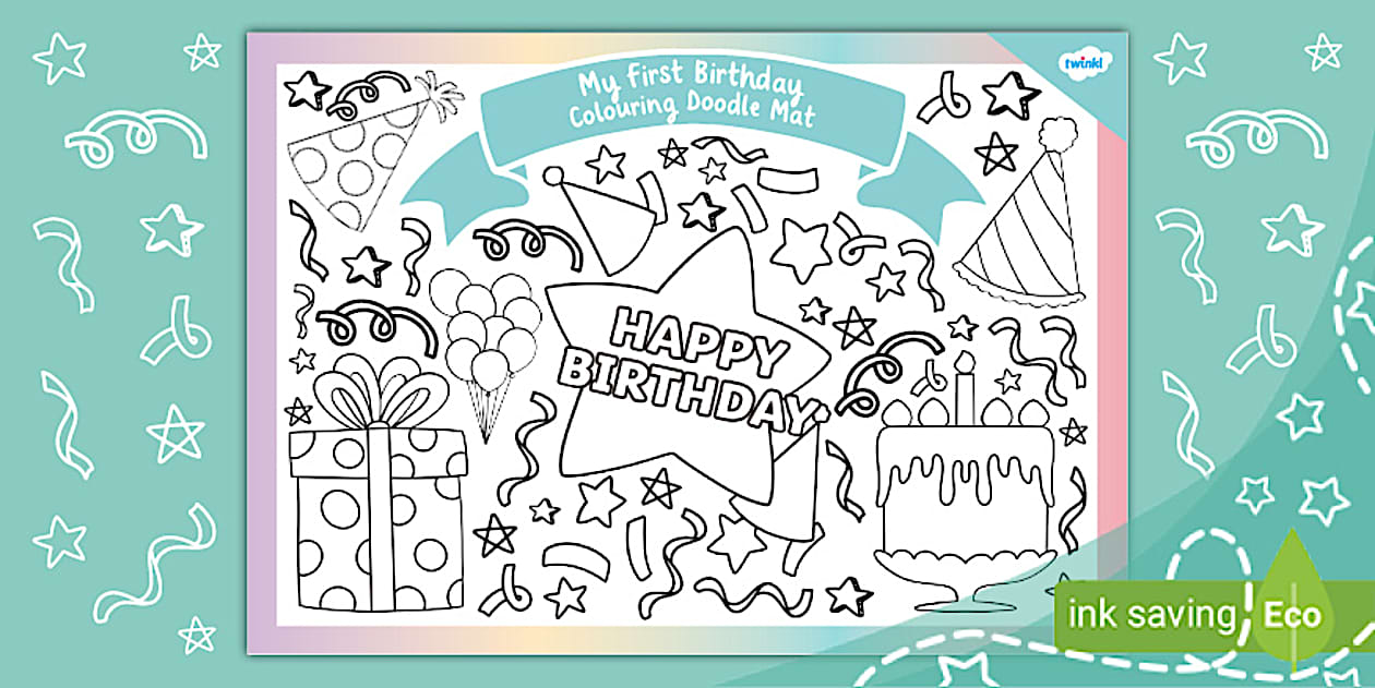 My First Birthday Doodle Mat (teacher made) - Twinkl