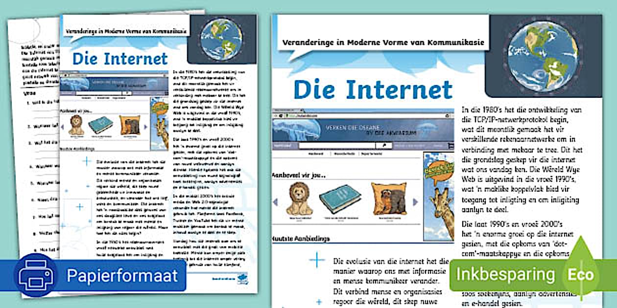 Veranderinge in Moderne Vorme van Kommunikasie - Die Internet