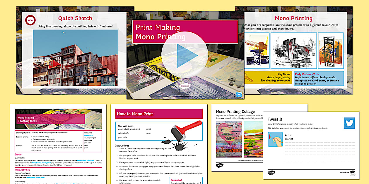 Print Making: Mono Printing Lesson Pack - Twinkl