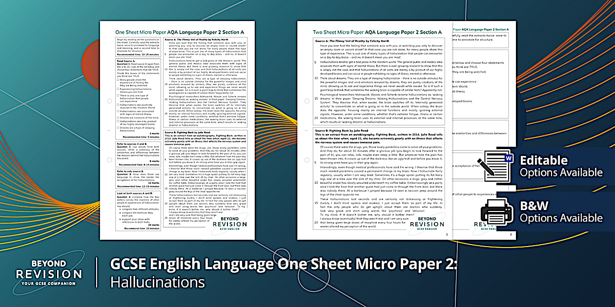 GCSE English Language Paper 2 - One sheet: Hallucinations