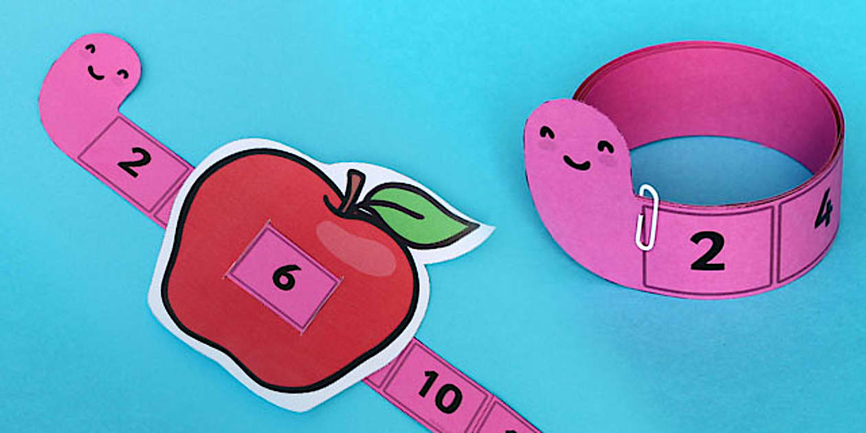 Worm and Apple Counting Up In 2s Strip (teacher made)