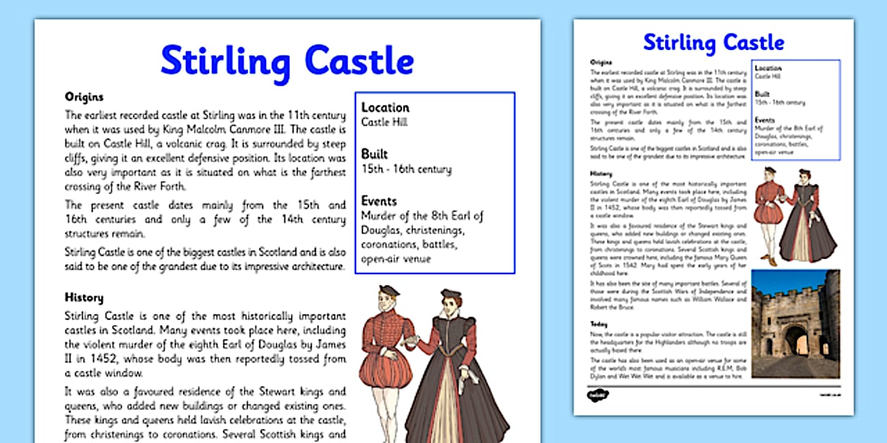 Stirling Castle Information Sheet (teacher made) - Twinkl
