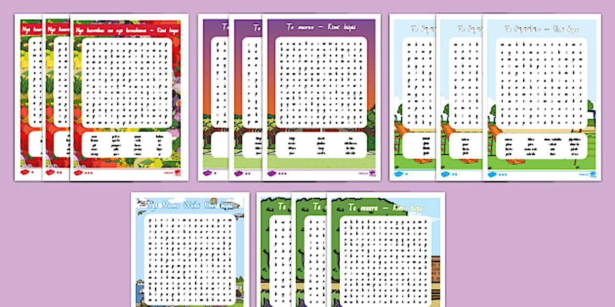 Word Finds - He Kohinga Kimi Kupu - Te Reo Māori