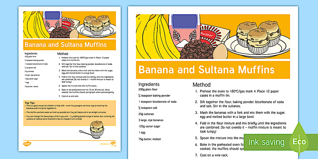 Banana Muffins Recipe (teacher made) - Twinkl