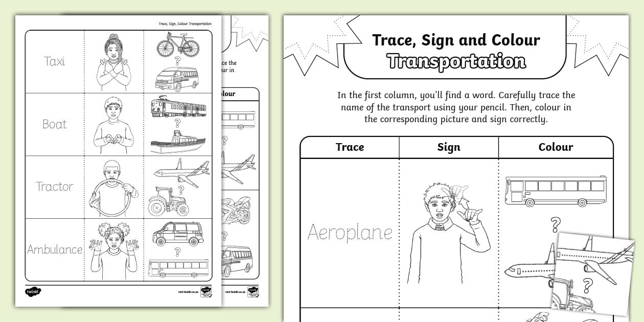 SASL Trace, Sign, and Colour Activity Sheet (teacher made)