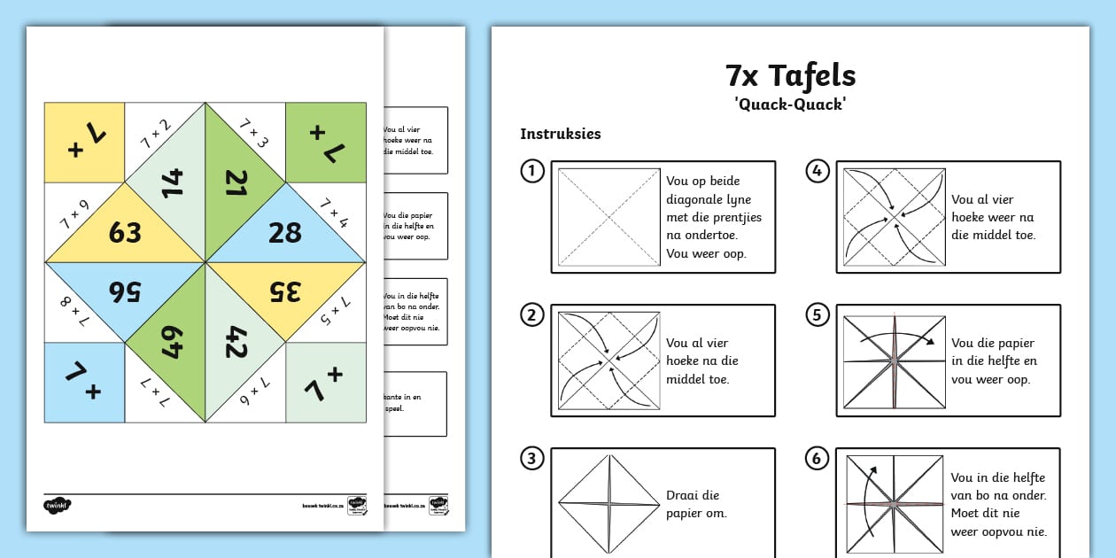 7 x Tafels 'Quack-Quack' (Teacher-Made) - Twinkl