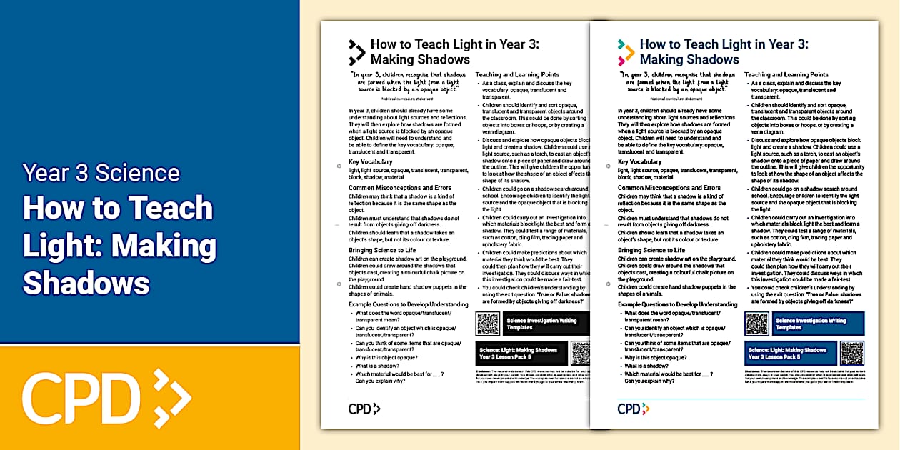 How to Teach Light in Year 3: Making Shadows - Twinkl