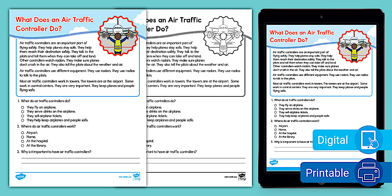 What Does an Air Traffic Controller Do? Reading Worksheet