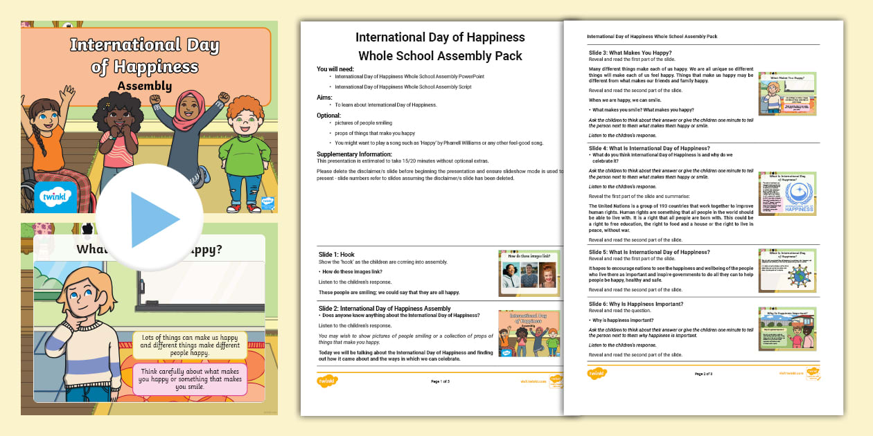 The International Day of Happiness Assembly PowerPoint Pack