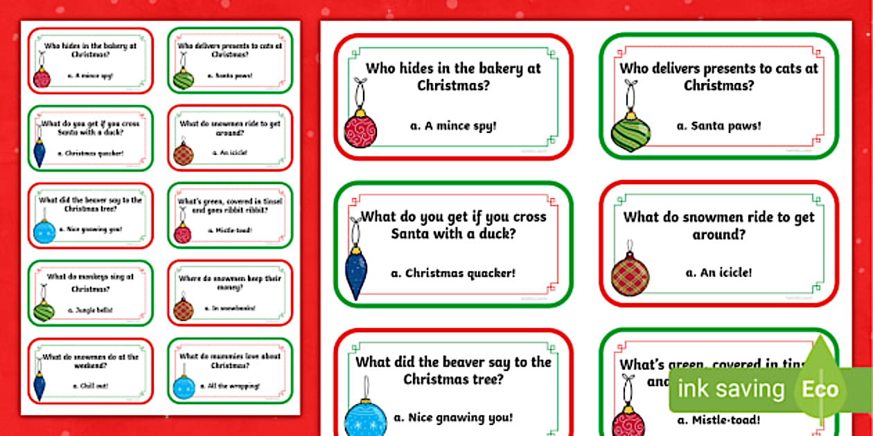 Christmas Jokes - Xmas Cracker Printable Jokes