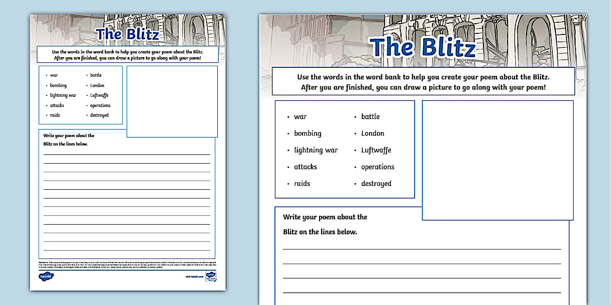 The Blitz Poem Writing Template (teacher made) - Twinkl