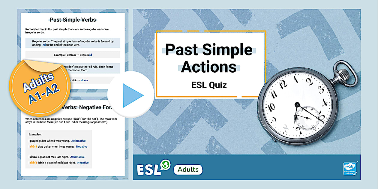 ESL Past Simple Actions Quiz [Adults, A1-A2] (teacher made)