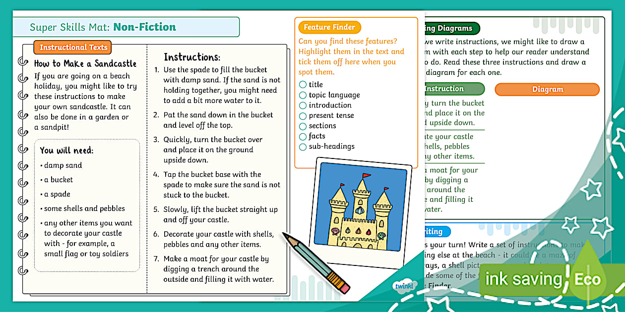 Super Skills Mat: Instructions: How to Make a Sandcastle (Ages 5 - 7)