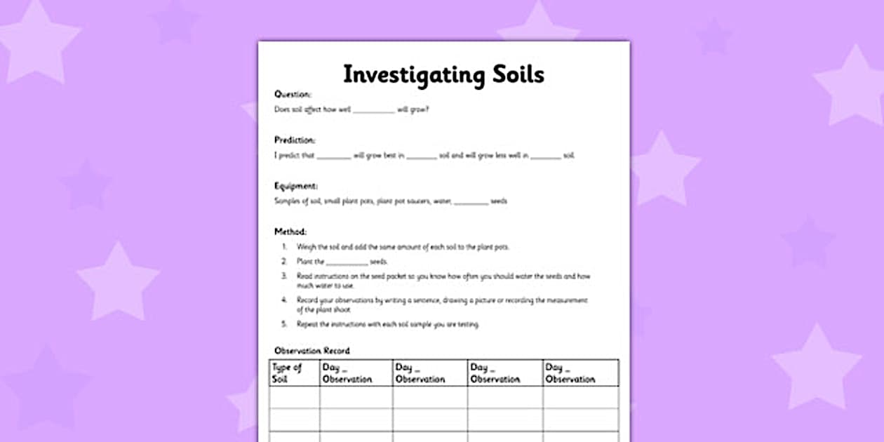Editable Investigating Soils Worksheet (teacher made)