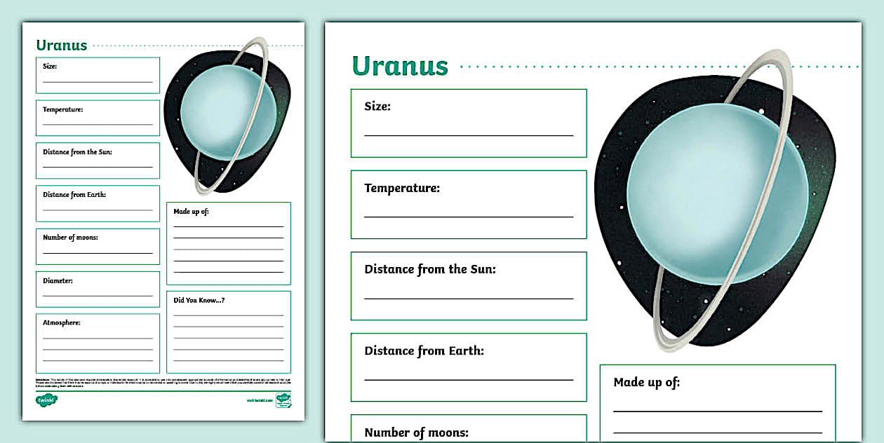 Uranus Fact File Template (teacher made) - Twinkl