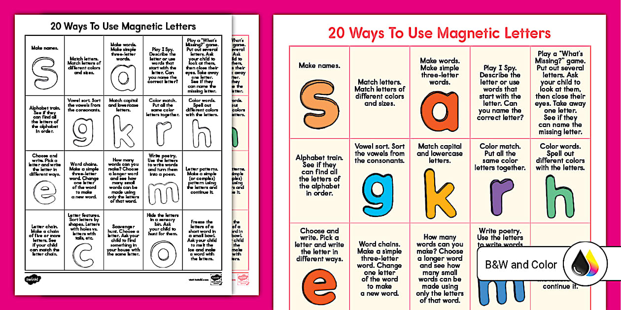 20 Ways To Use Magnetic Letters Poster (teacher made)