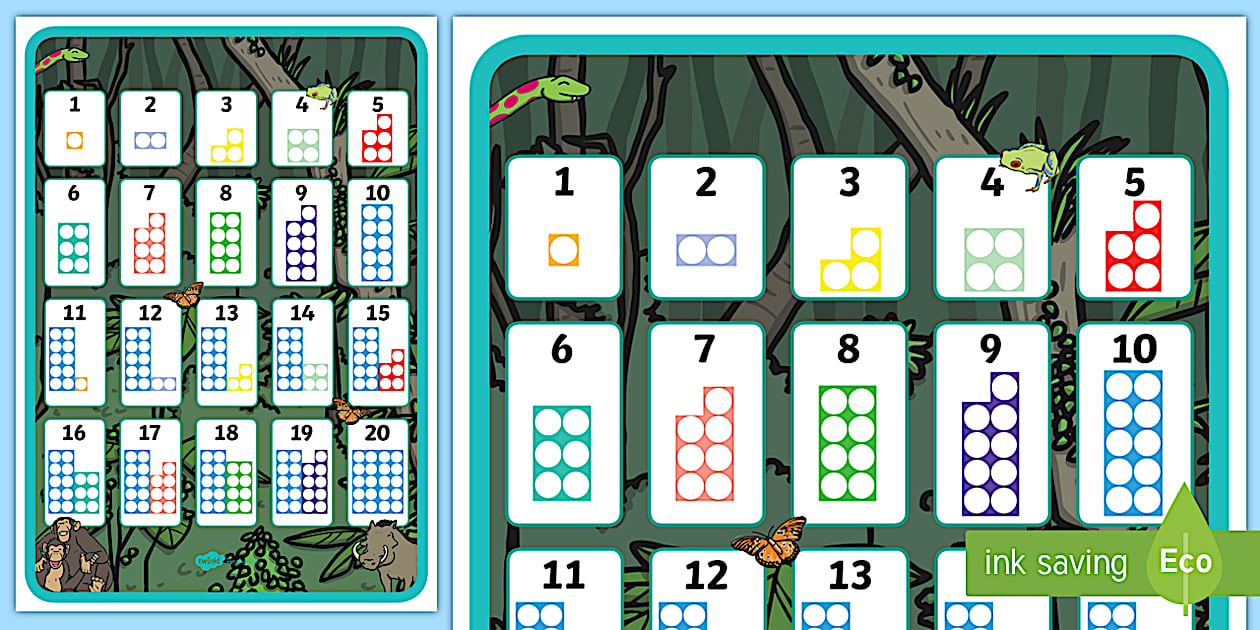 Jungle Themed Numbers 1-20 Display Poster - Twinkl