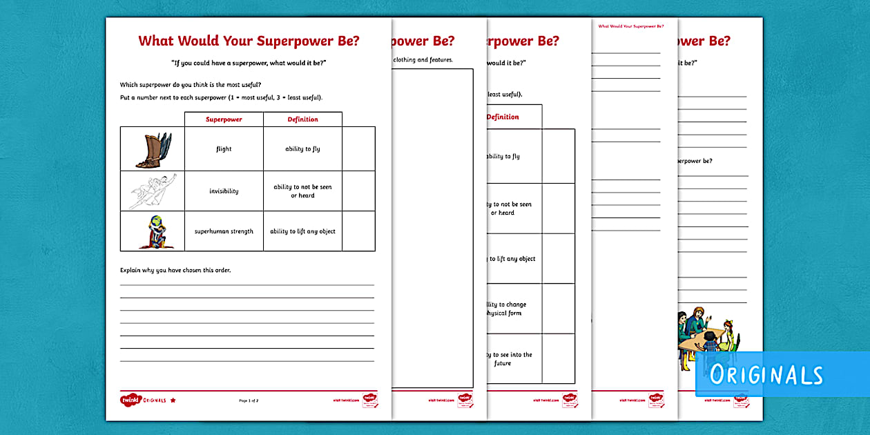What Would Your Superpower Be? Differentiated Worksheet / Worksheets