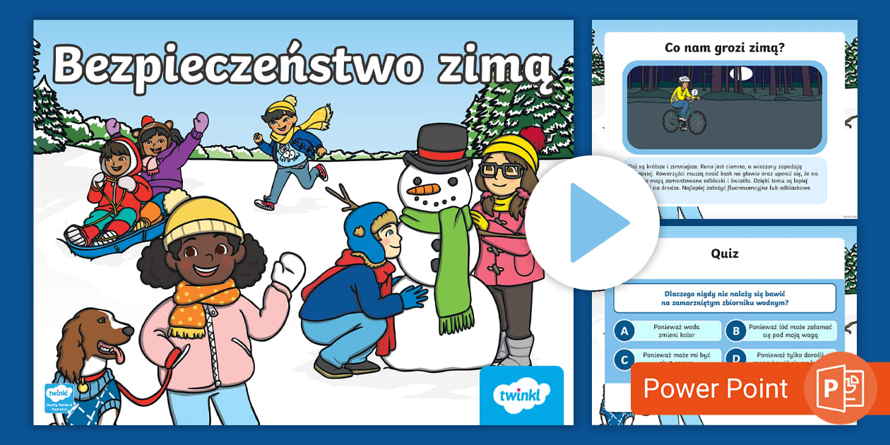 Bezpieczeństwo zimą | Prezentacja i quiz na ferie zimowe