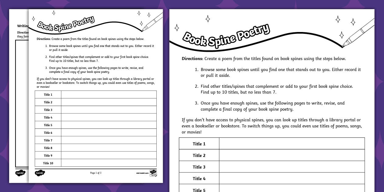 Book Spine Poetry Activity for 3rd-5th Grade - Twinkl