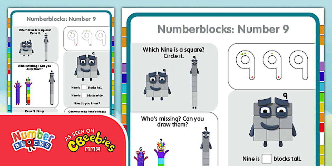 👉 Numberblocks: Number Nine Square Like You Activity Sheet