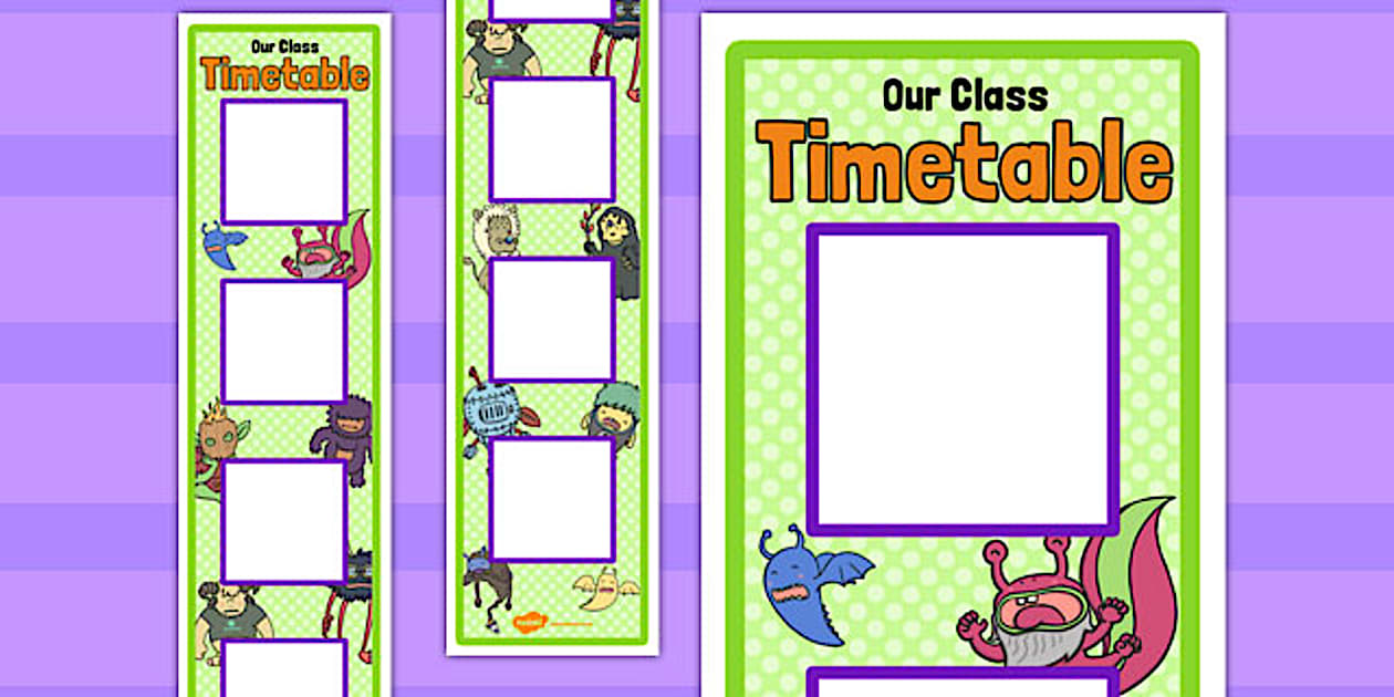 Monster Themed Vertical Visual Timetable Display - Twinkl
