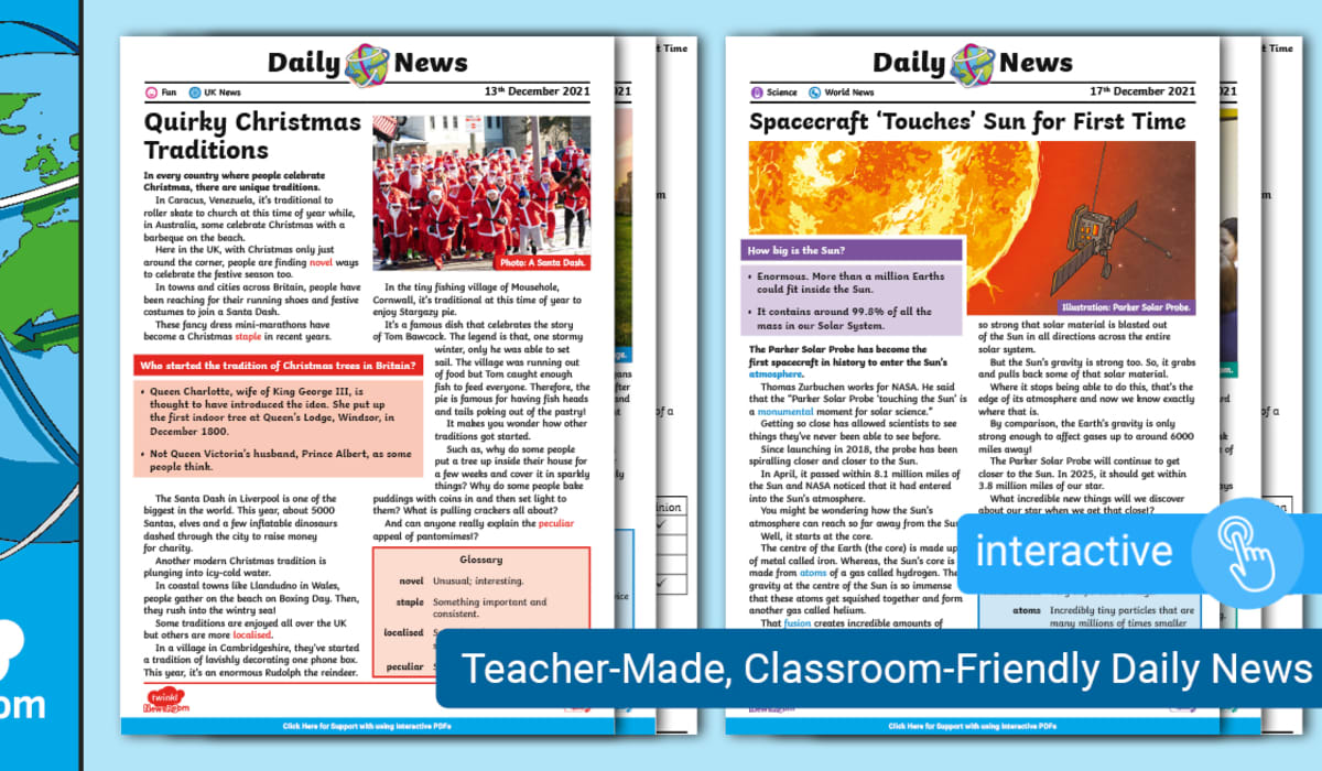 Weekly Comprehension Pack - 17th December 2021 - Twinkl NewsRoom