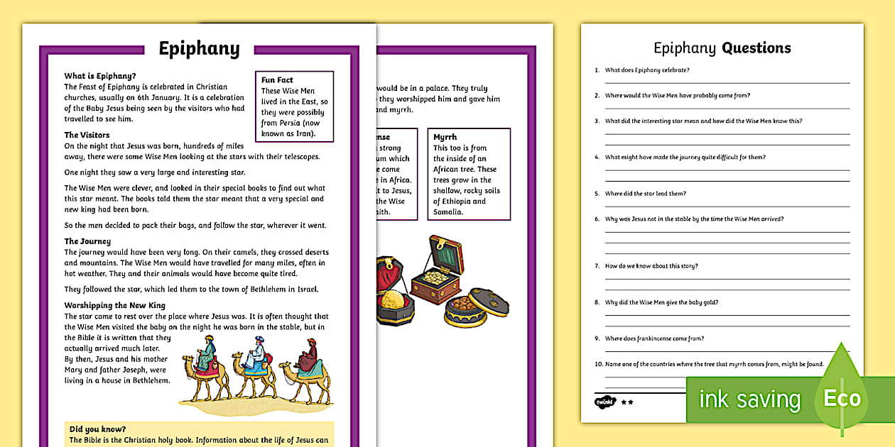 All About Epiphany Differentiated Reading Comprehension Activity