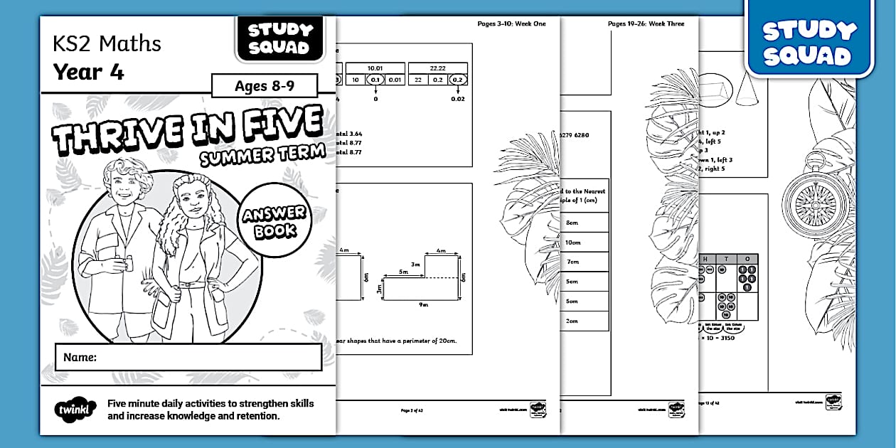 👉 Study Squad Thrive in Five Year 4 Maths Summer Answer Book