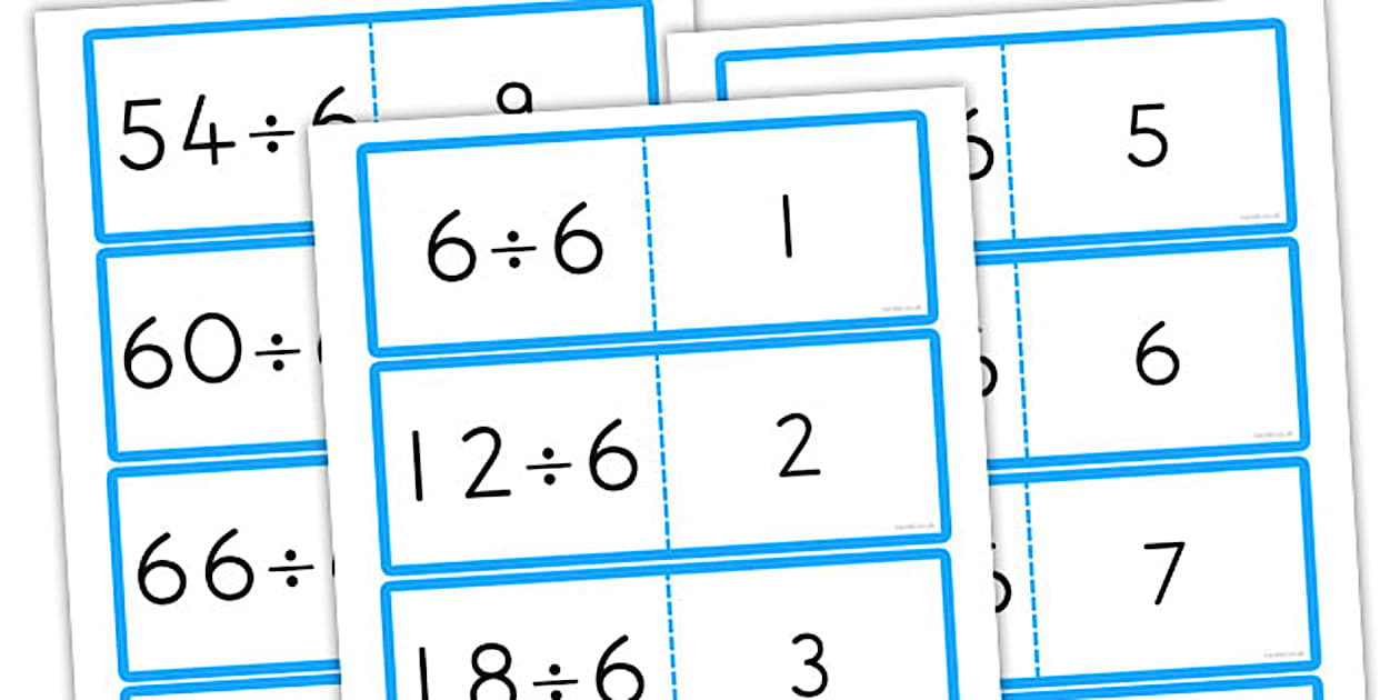 6 Times Table Division Cards (Teacher-Made) - Twinkl