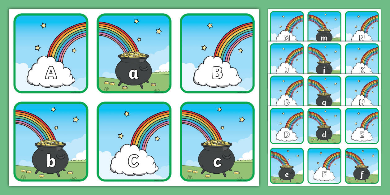 Rainbow and Pot of Gold Alphabet Matching Cards | Twinkl