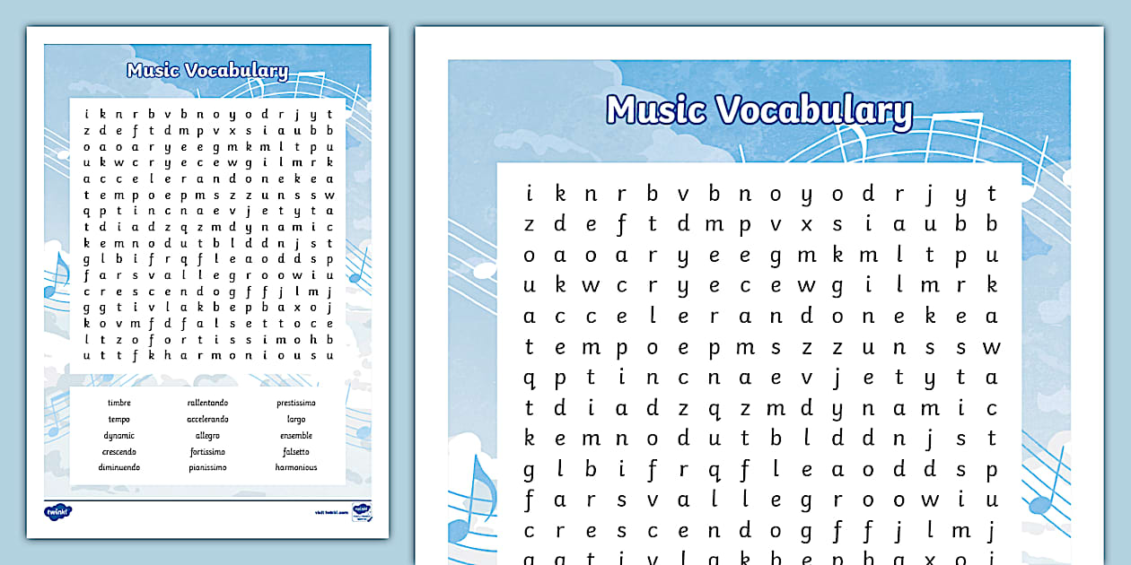 Music Tricky Vocabulary Word Search (Teacher-Made) - Twinkl