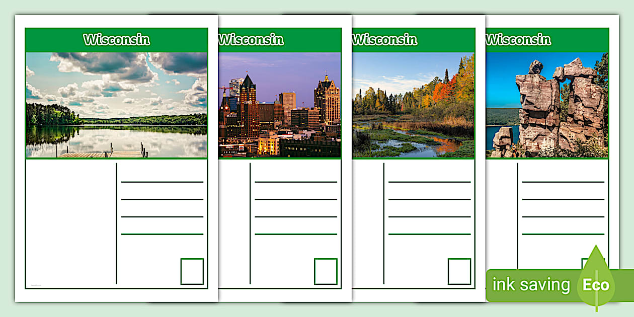 Free Printable Wisconsin Postcards for Kids: Download here!