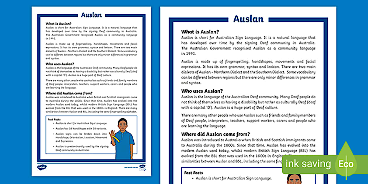 What is Auslan? (Fact File) (teacher made) - Twinkl