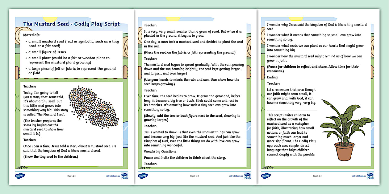 The Mustard Seed Godly Play Script (Teacher-Made) - Twinkl
