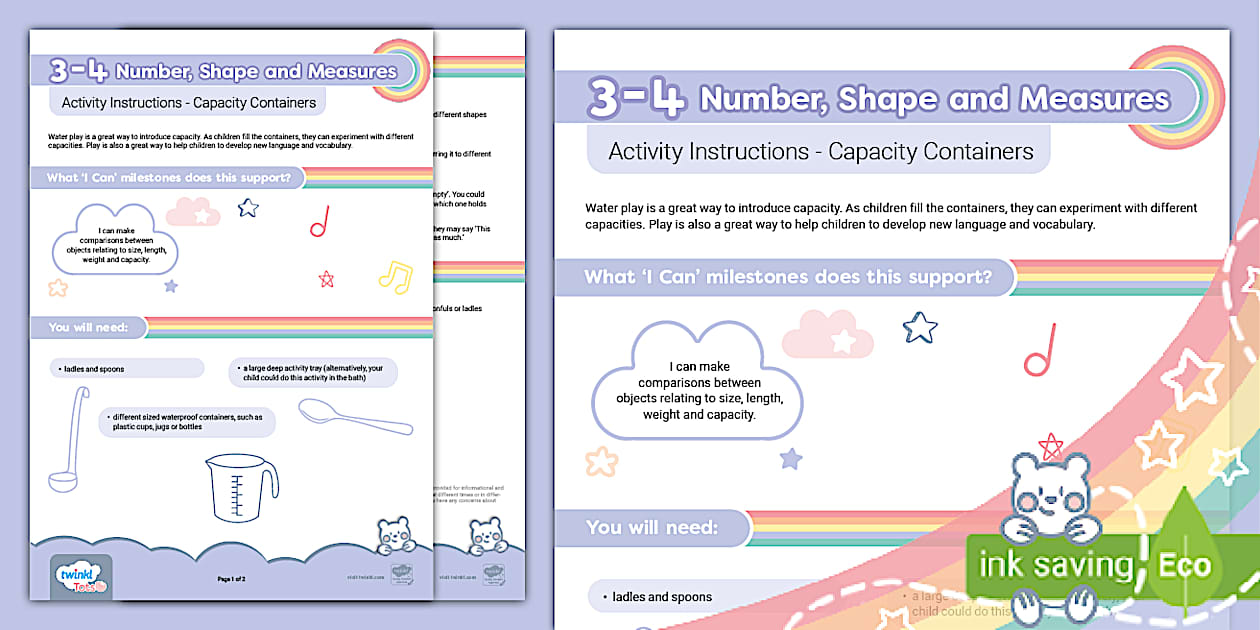 3-4 Years Number Shape Measures Capacity Containers - Twinkl