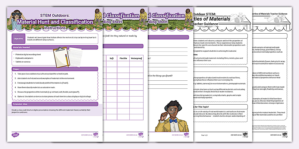 STEM Outdoors: Material Hunt and Classification - Twinkl