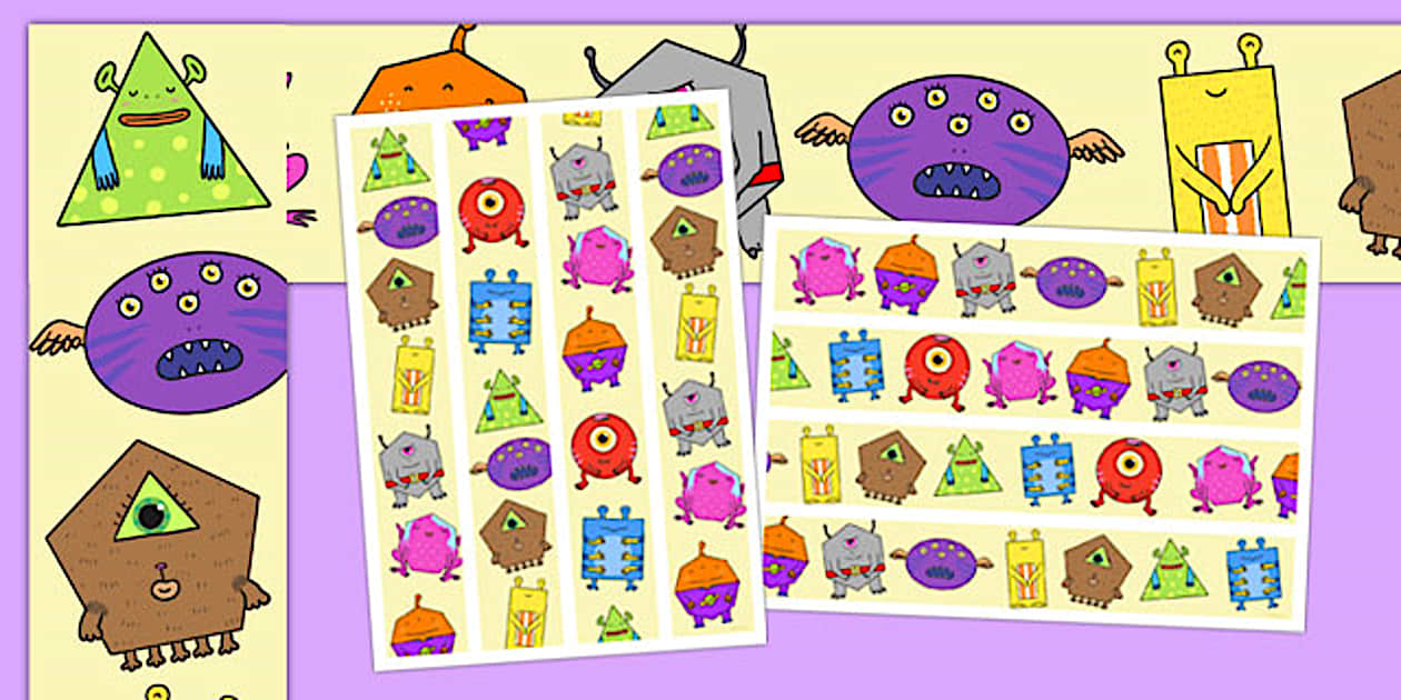2D Shape Aliens Display Borders (teacher made) - Twinkl