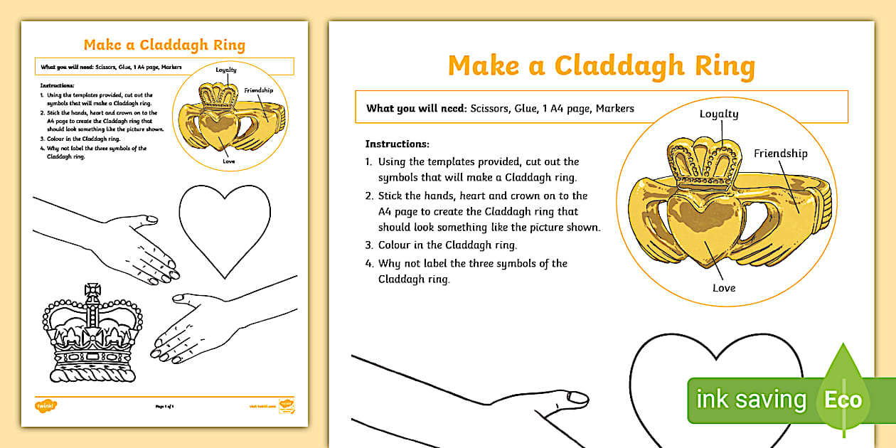 Make a Claddagh Ring Craft Instructions (teacher made)